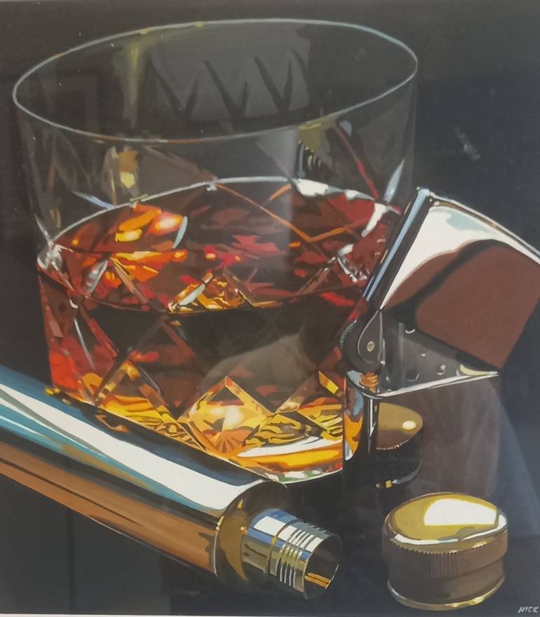 Bourbon and lighter Painting by Nick Rodgers | Saatchi Art