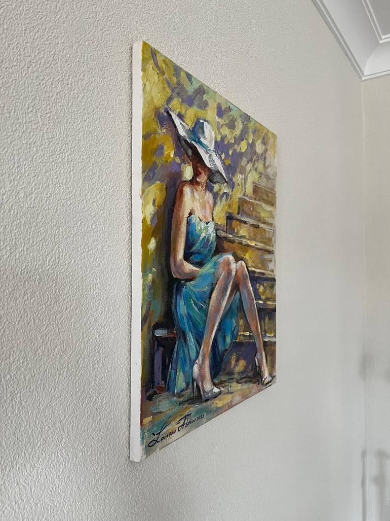 Lady in blue Painting by Larissa Abtova | Saatchi Art
