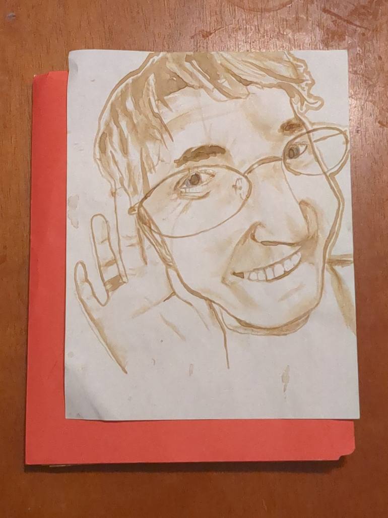 Watercolor portraits painted with instant coffee. Inmate art. Painting ...