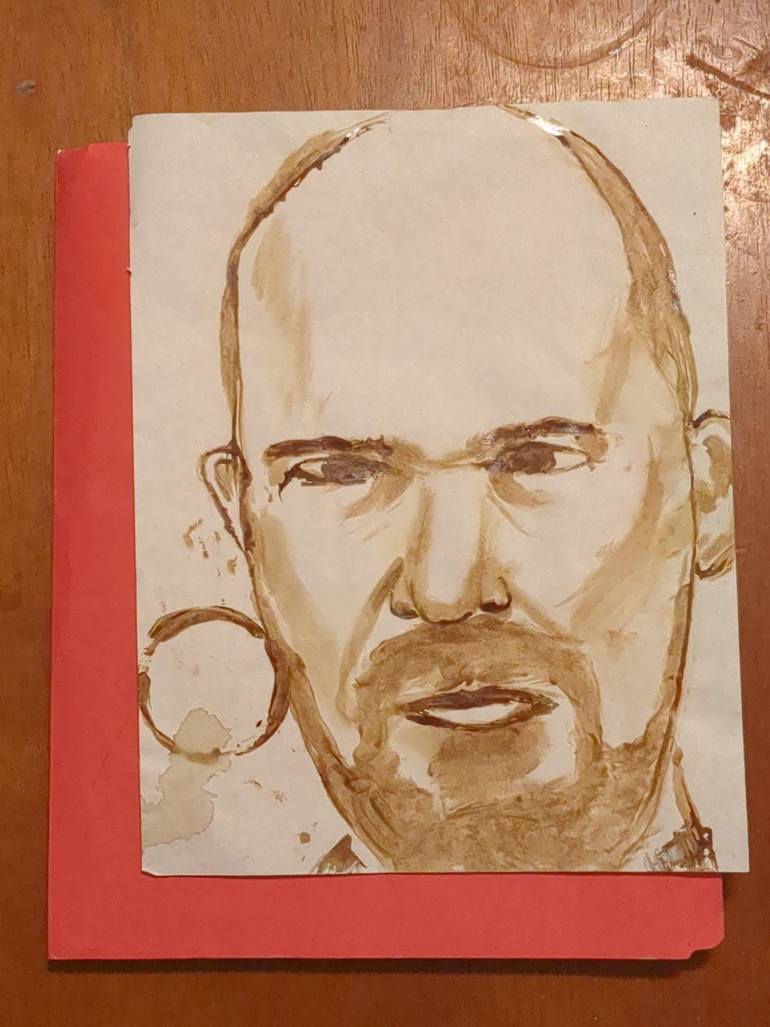 Watercolor portraits painted with instant coffee. Inmate art. Painting ...