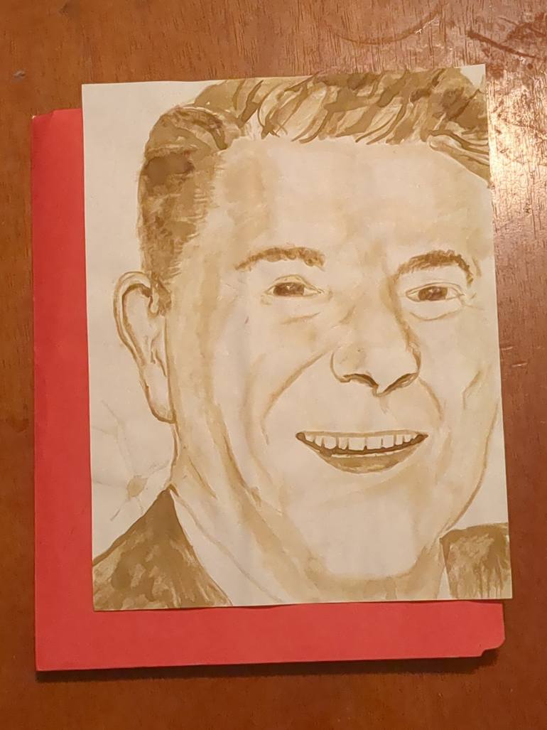 Watercolor portraits painted with instant coffee. Inmate art. Painting ...