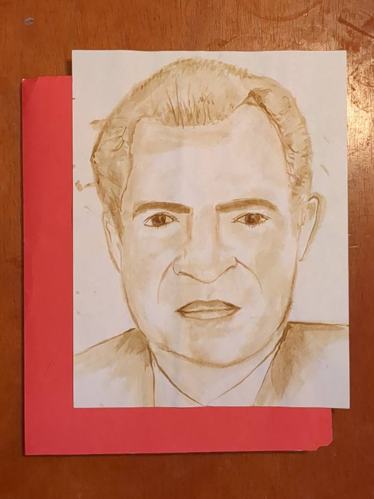 Watercolor portraits painted with instant coffee. Inmate art. Painting ...