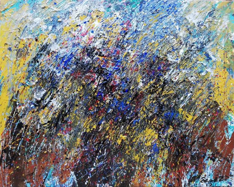 Yellow Composition Painting by Sead Zejnelagić | Saatchi Art