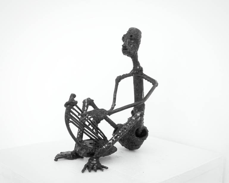 The African Guitarist Sculpture by Okodi Gideon Odoch | Saatchi Art