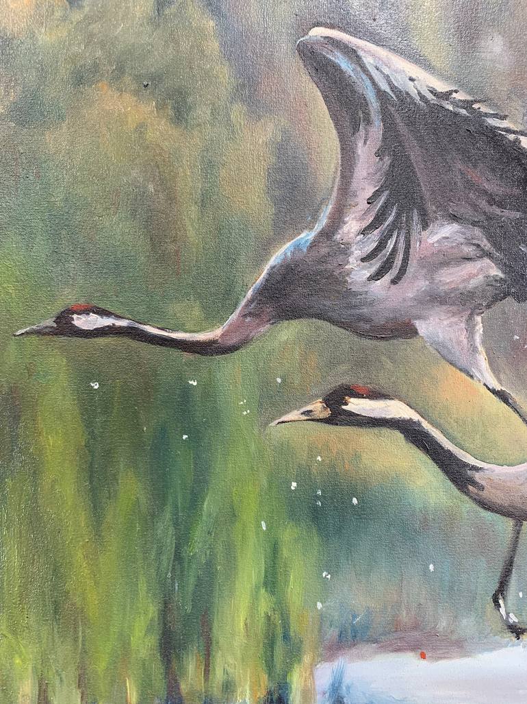 The cranes flew Painting by Stas Smotr | Saatchi Art