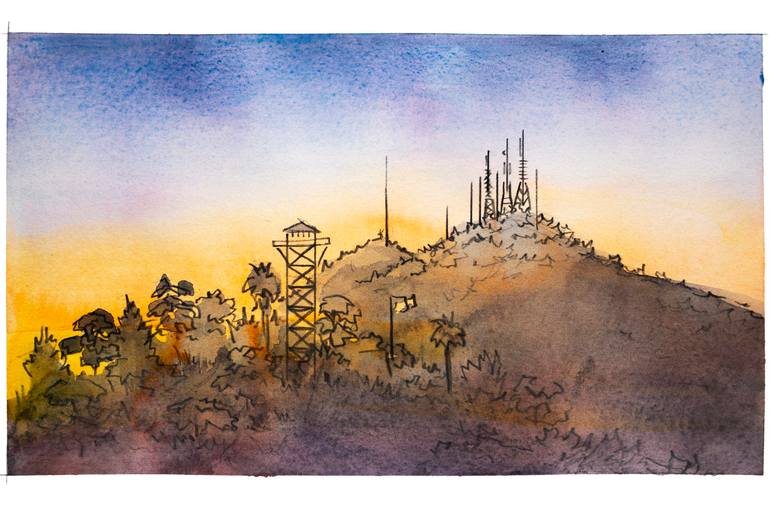 Cerro Chacarillas Sunset - 1 Painting by Emily Handley | Saatchi Art