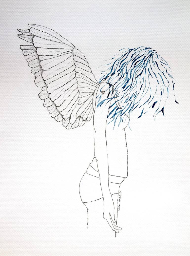 Spread your wings Drawing by Alexandra Kittel-Völkl | Saatchi Art