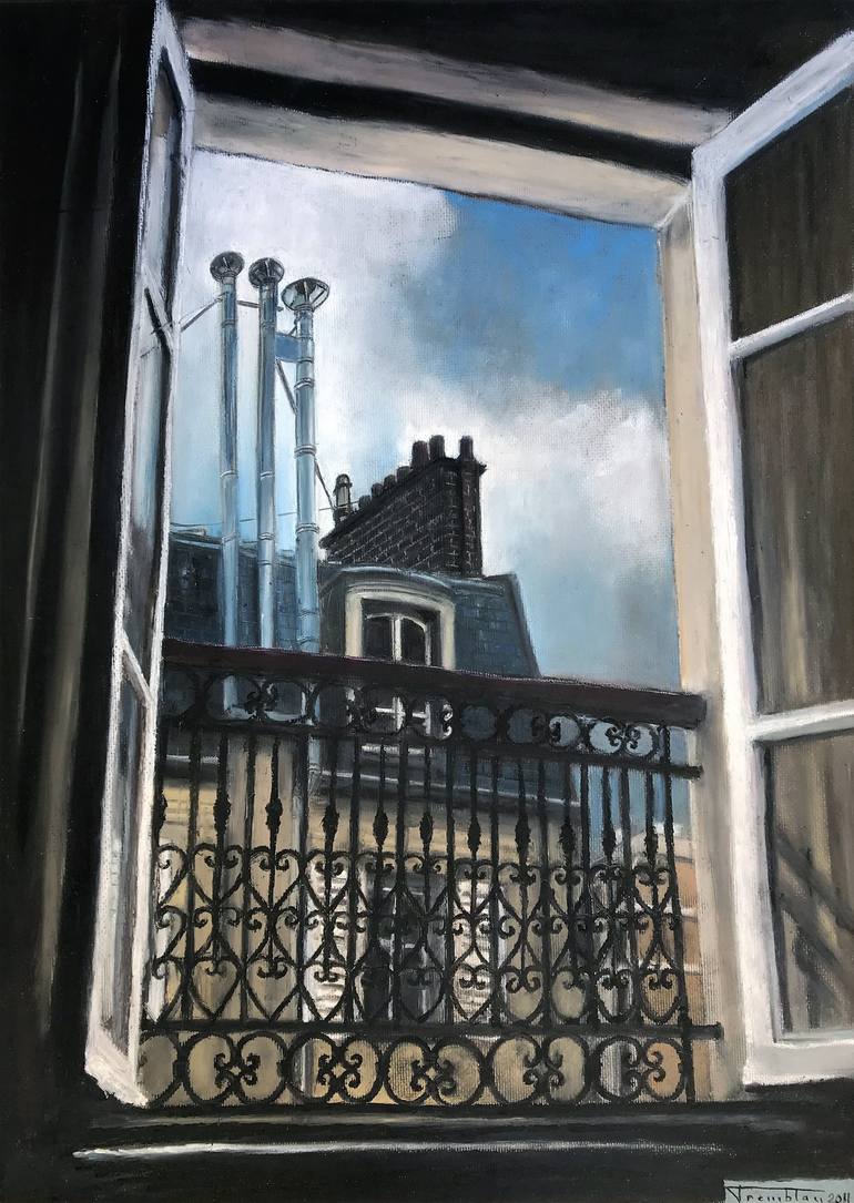 window on Paris Drawing by Nicolas Tremblay | Saatchi Art