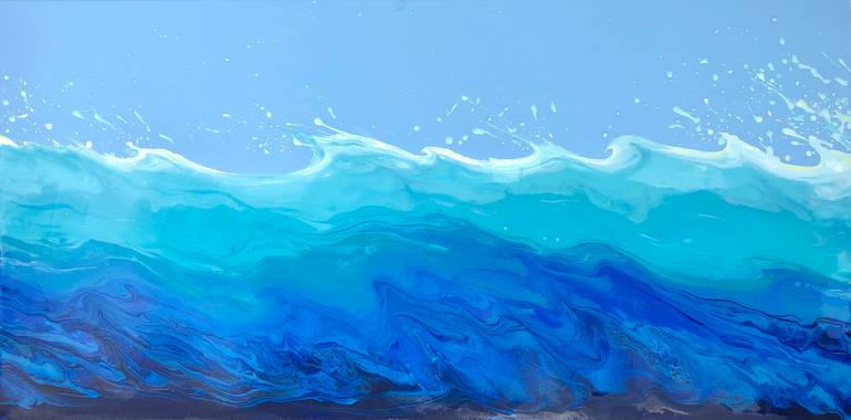 Blue Ocean Sea Spray Painting by Caroline Wright | Saatchi Art