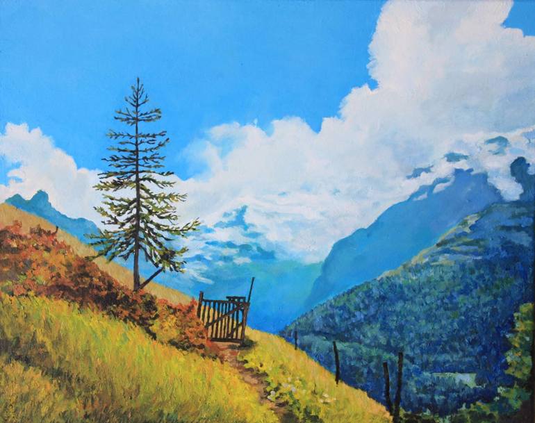 Alpine Pasture Painting by Rowan Meereboer | Saatchi Art