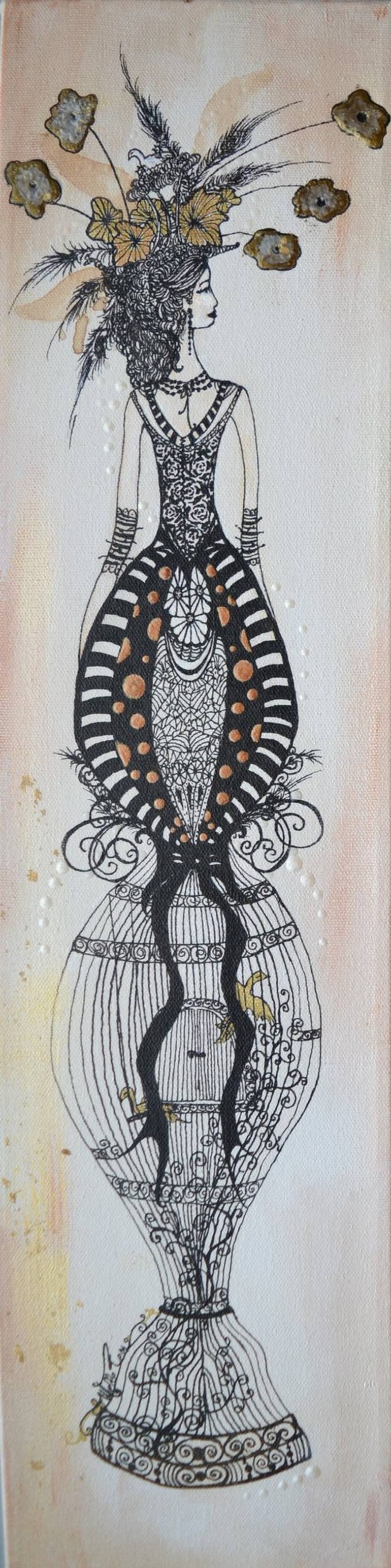 Elegant with birds Painting by Melle Tess | Saatchi Art