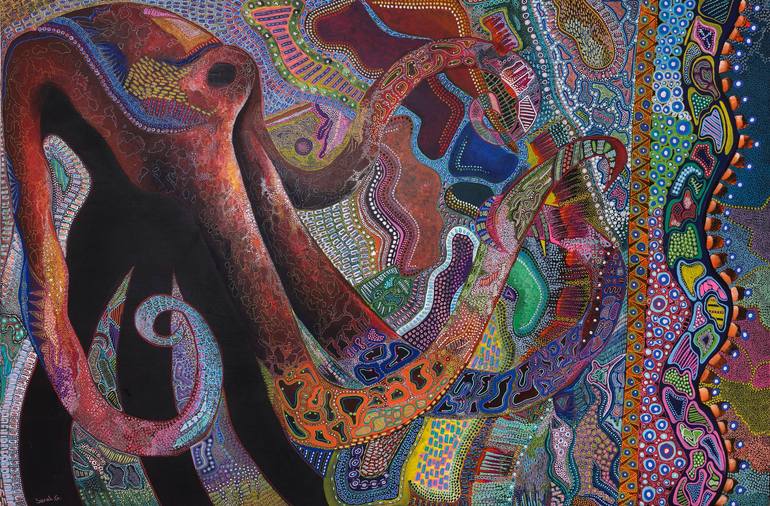 Wise Octopus Painting by Sarah Zohara Guedj | Saatchi Art