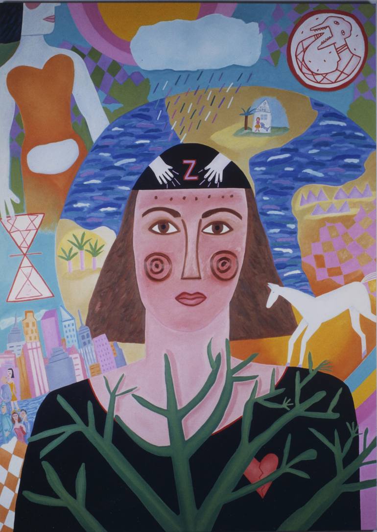 Lady with Tree II Painting by Marcia G Yerman | Saatchi Art