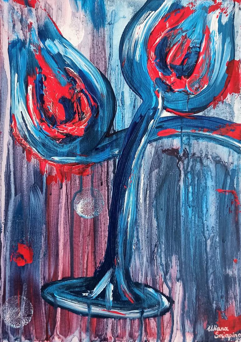 Non-Glasses - Abstract Acrylic Painting on Canvas Painting by Uliana ...