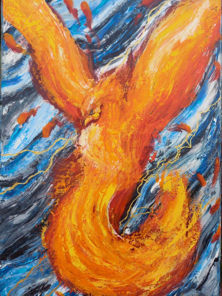 Phoenix Rising Painting by Lyusien Dakelov | Saatchi Art