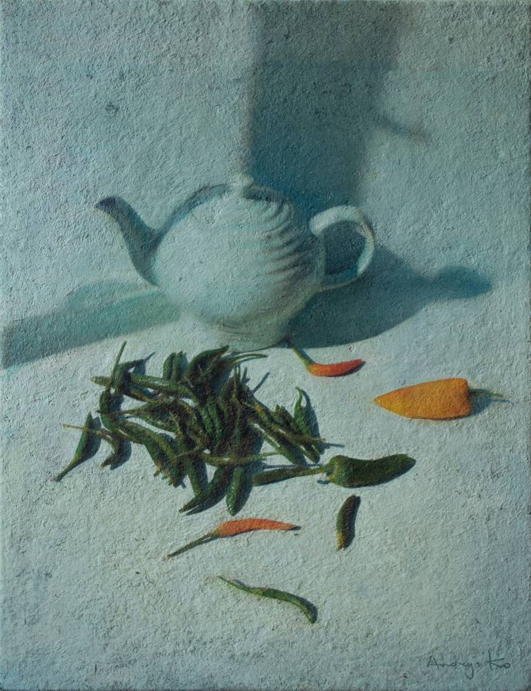 The Teapot and Chili peppers Painting by Andrejs Ko | Saatchi Art