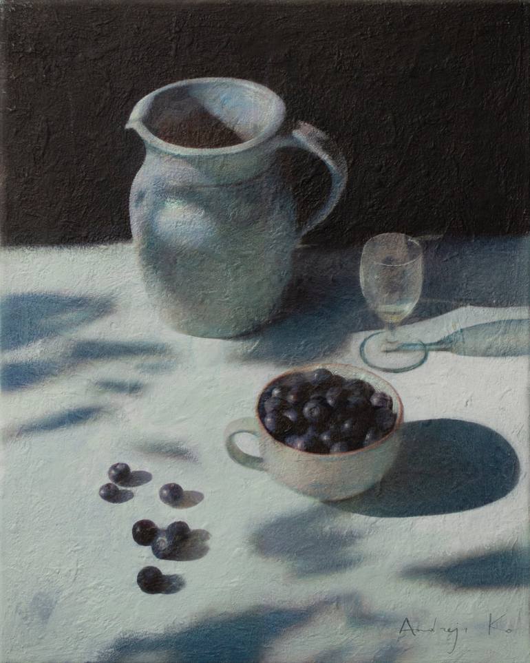 The Morning Table with Blueberries Painting by Andrejs Ko | Saatchi Art