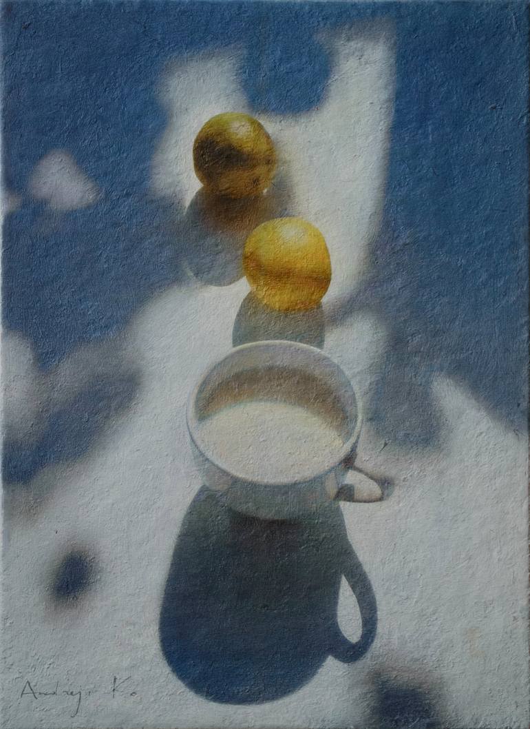 A Mug of Milk, Two Lemons, and Sunlight Painting by Andrejs Ko ...