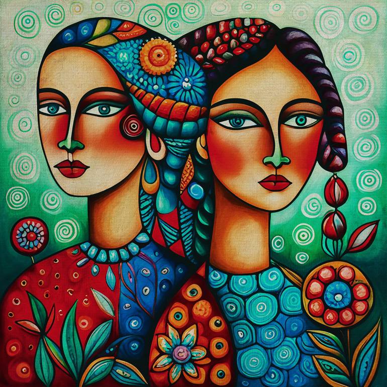 Two sisters Painting by Jan Keteleer | Saatchi Art