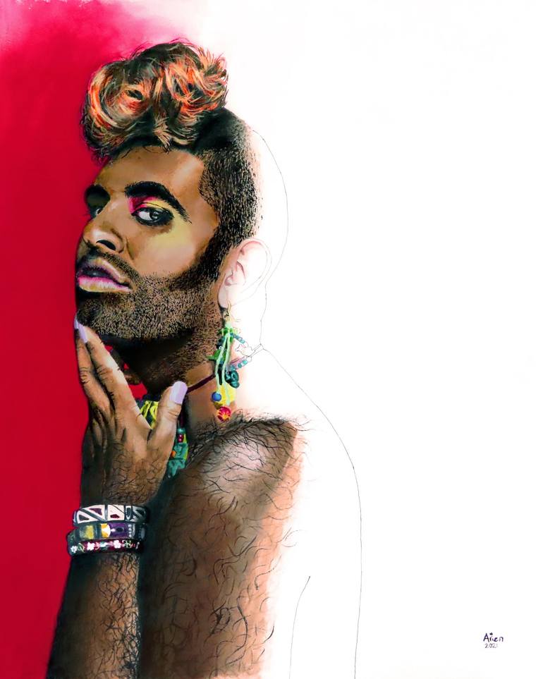 Alok Vaid-Menon (Unsilencing #2) Painting by Arien Reed | Saatchi Art