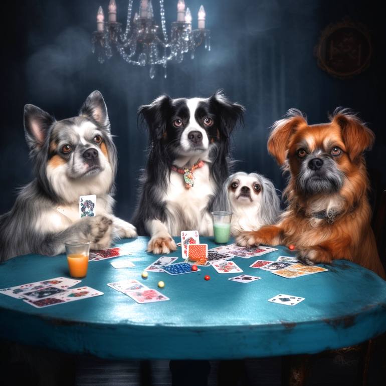 Dogs Playing Cards Underwater Digital by Irina Minevich | Saatchi Art