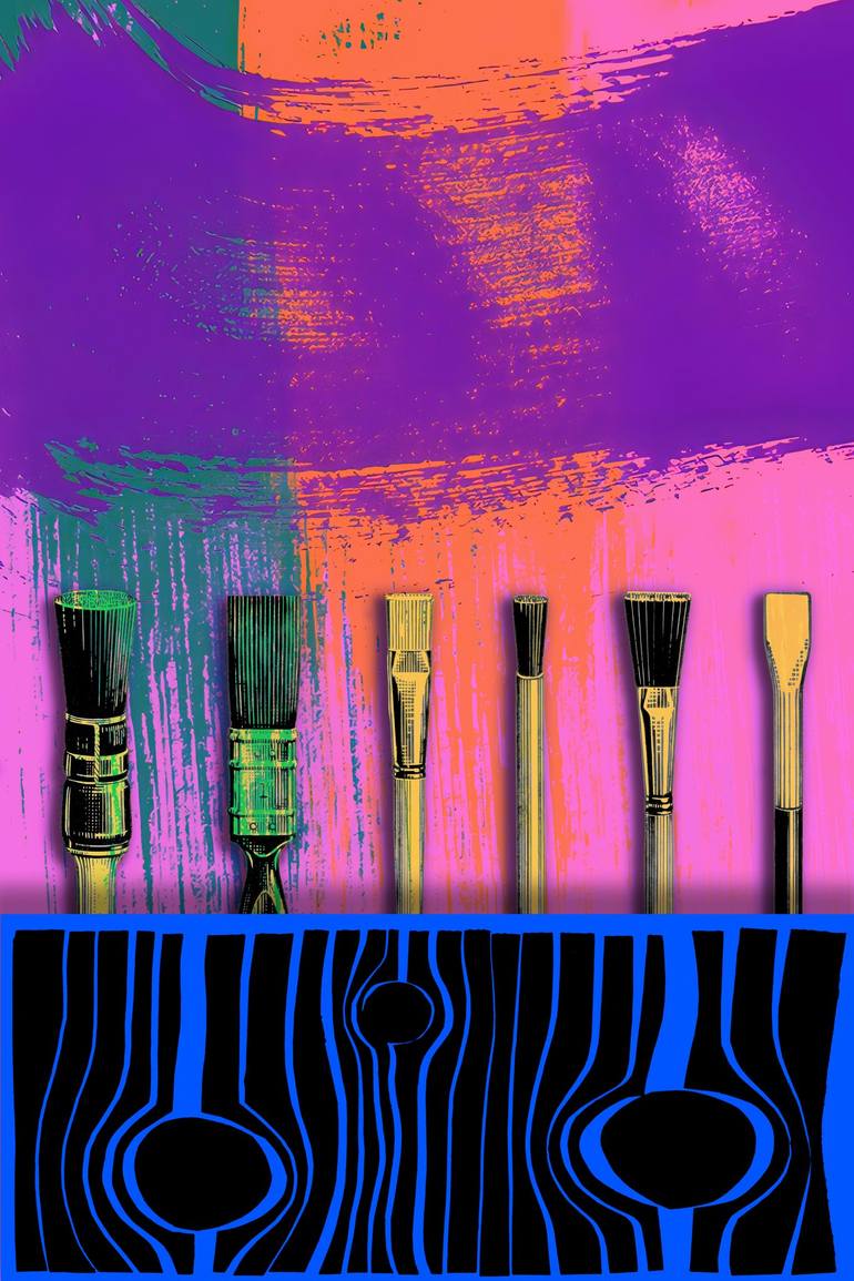 Old Brushes - Violet Splash Digital by Stuart Hicking | Saatchi Art ...