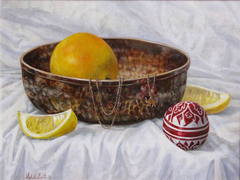 Still Life with Copper Bowl Painting by Michelle Ranta | Saatchi Art
