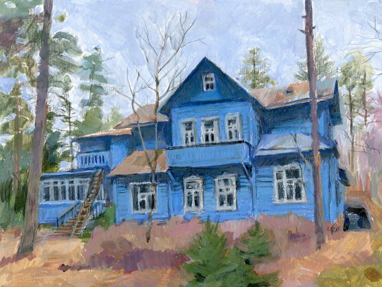 Blue house Painting by Elena Tronina | Saatchi Art Hong Kong