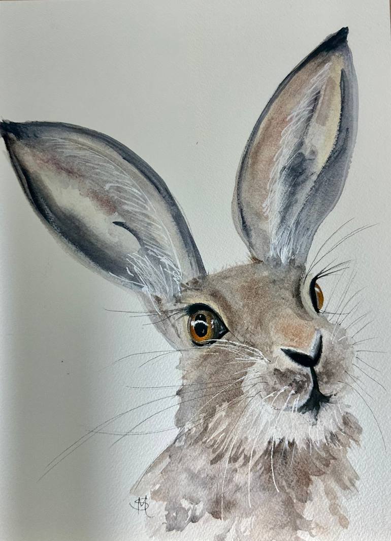 Brown Hare Watercolour Painting Painting by Sarah Morton | Saatchi Art