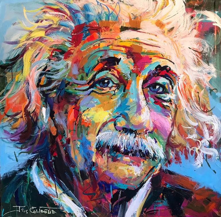 Albert Einstein Painting by Jos Coufreur | Saatchi Art