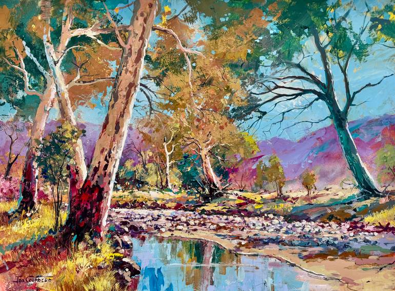 Outback Riverbed Painting by Jos Coufreur | Saatchi Art Australia