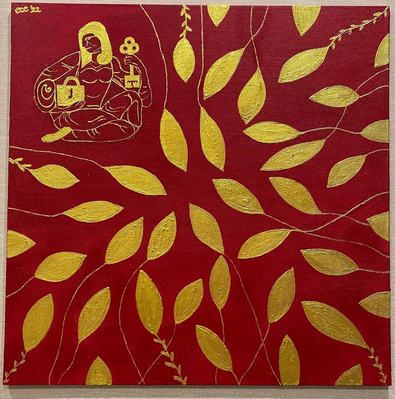 Golden Key Painting by Ece Bilge | Saatchi Art