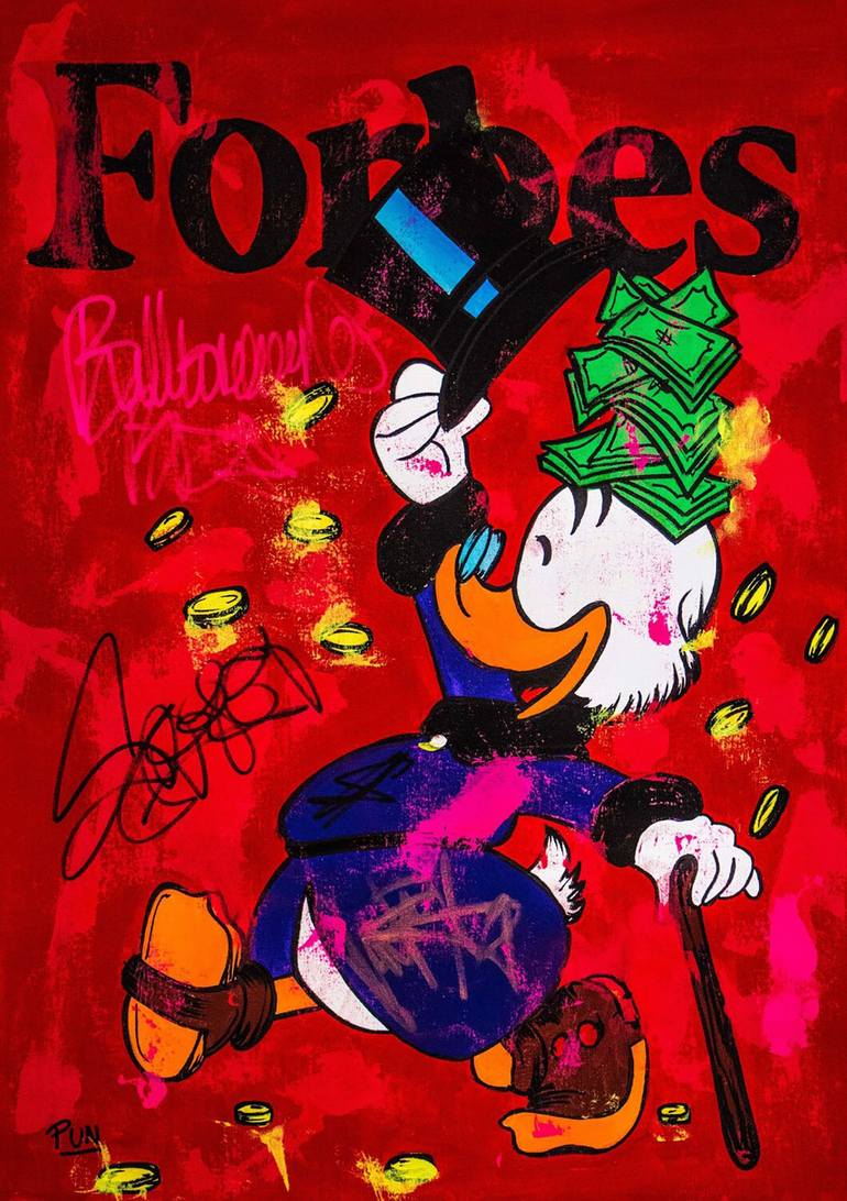 Scrooge McDuck literally thinking about money Forbes Magazine Painting ...