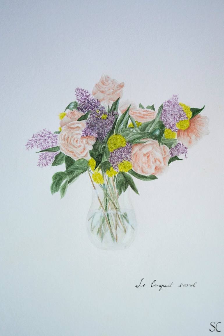 April Flowers Painting by Sabine Chauvin | Saatchi Art