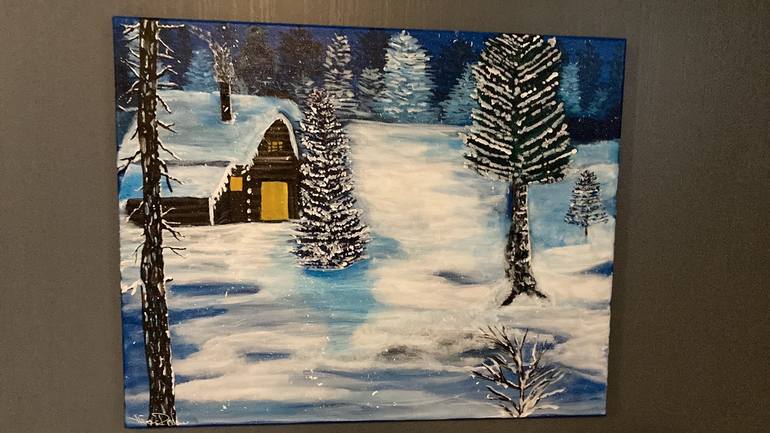 Winter Cabin Painting by Heidi Robertson | Saatchi Art