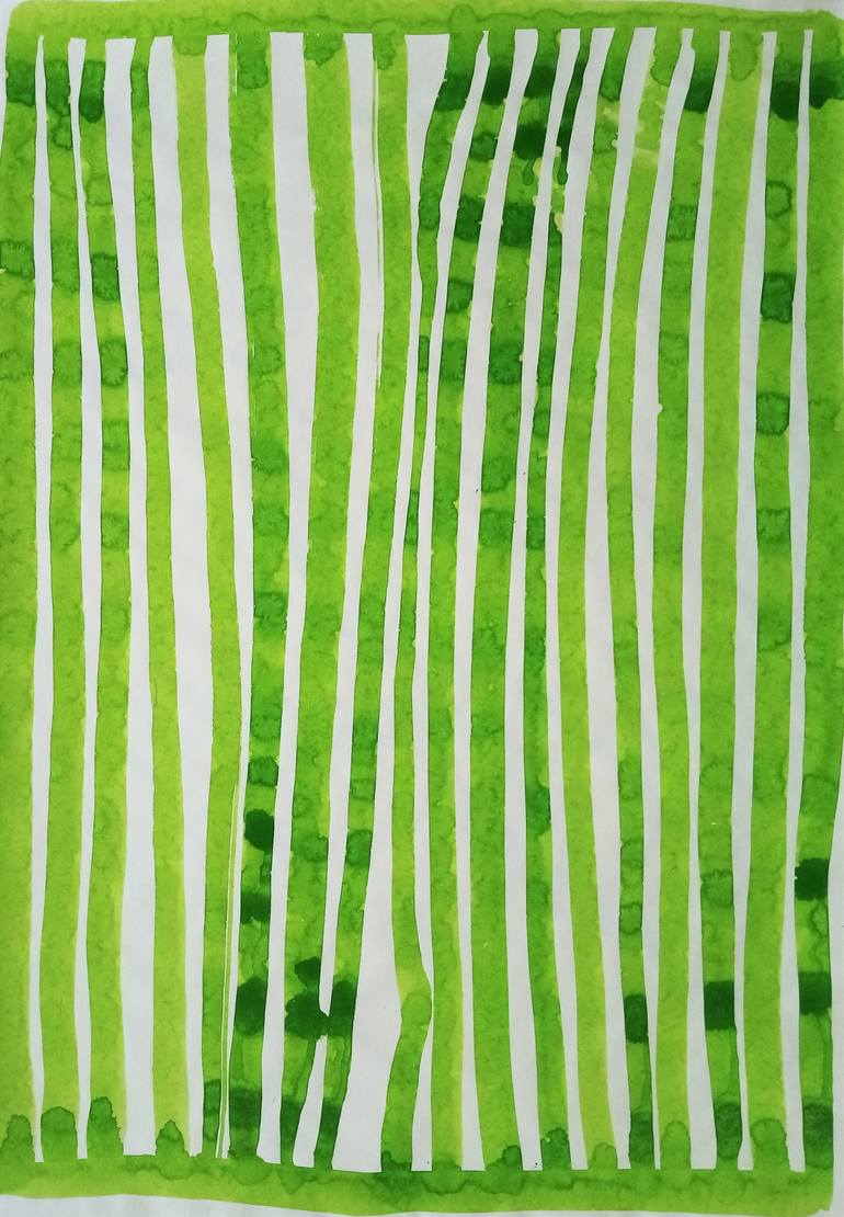 Green Lines Painting by Sebastien Pignon | Saatchi Art