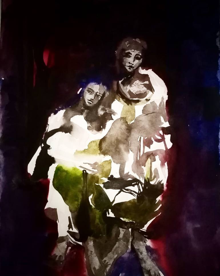 Sisters 2 Painting by Sebastien Pignon | Saatchi Art