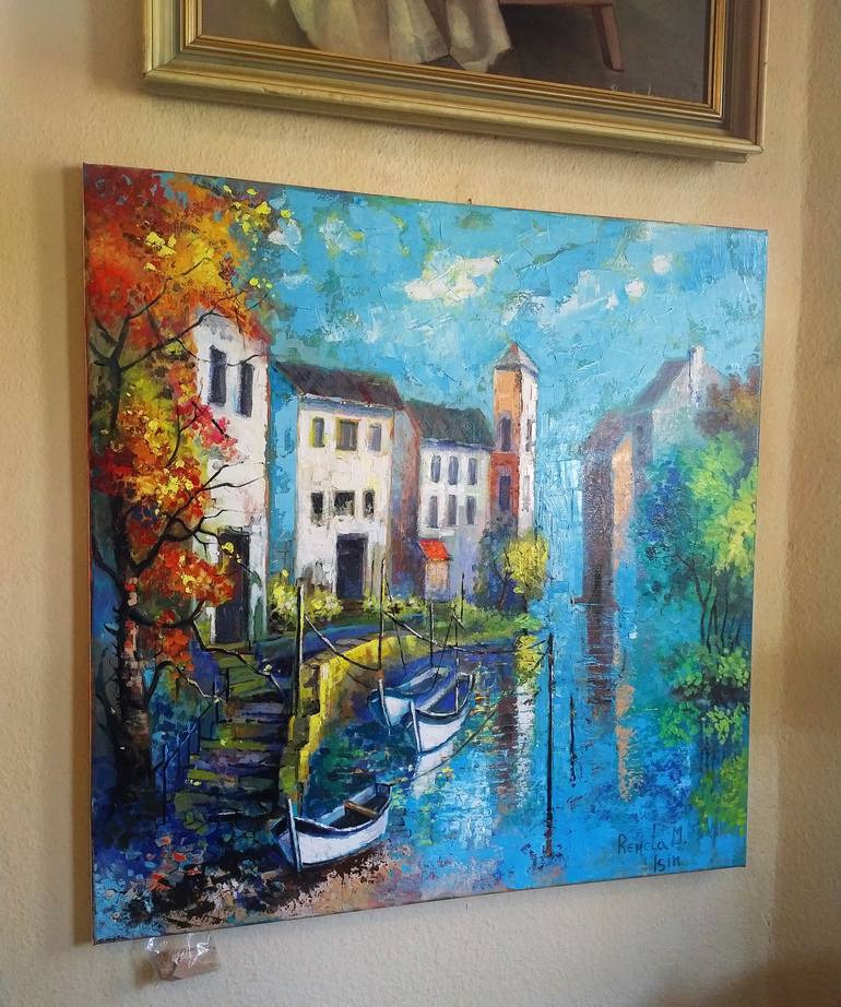 Sunny Morning in Italy - Boats Sailing Painting by Reneta Isin ...