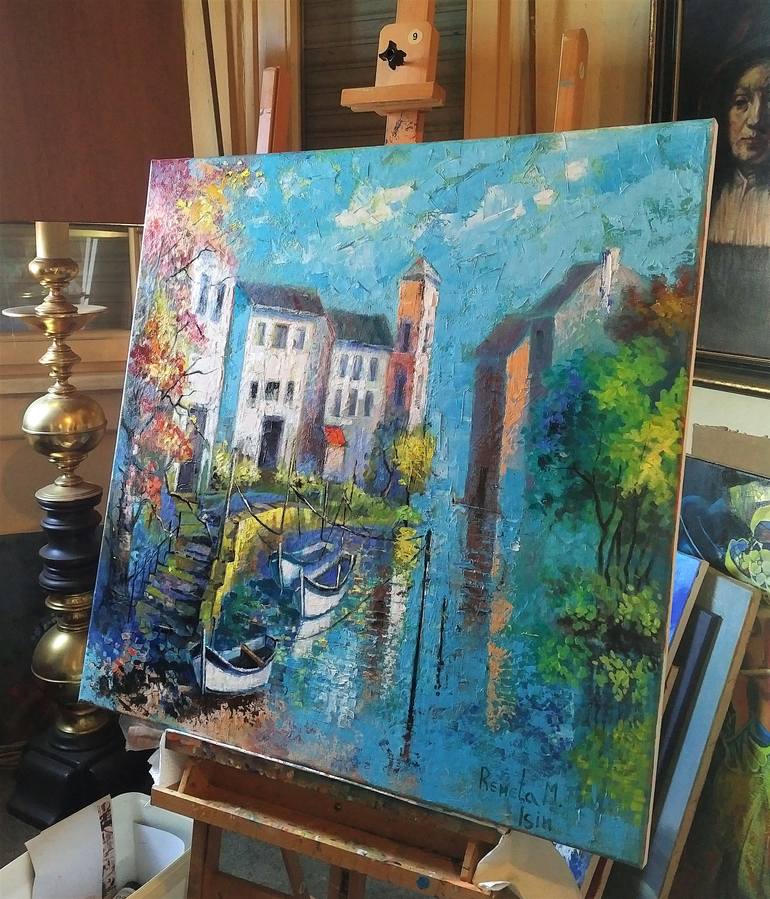 Sunny Morning in Italy - Boats Sailing Painting by Reneta Isin ...