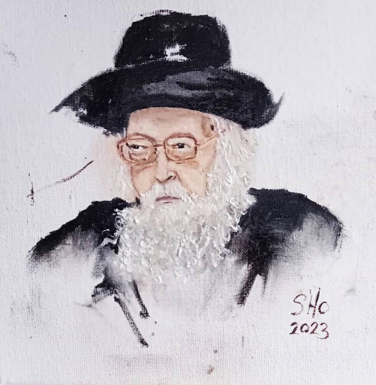 Rabbi Elyashiv of blessed memory Painting by Oranit Shriki | Saatchi Art
