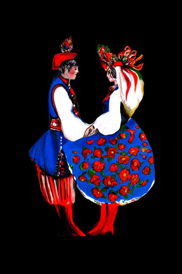 Polish folk dancers Drawing by Rochus Gajke | Saatchi Art
