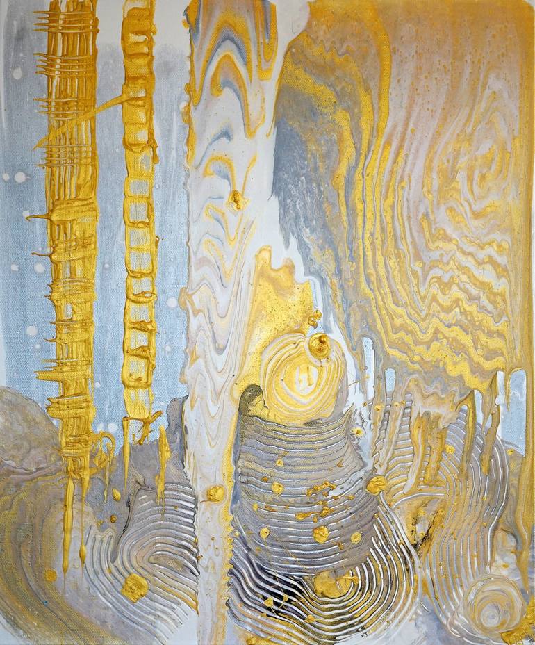 Gold Life Pot and Ladder Painting by Wei Xue | Saatchi Art