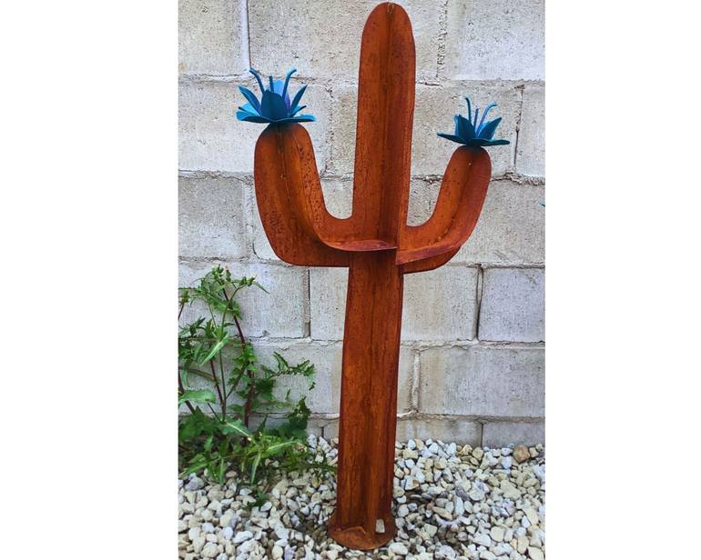 Rustic prickly pear cactus | metal cacti | Rustic Patina Sculpture by ...