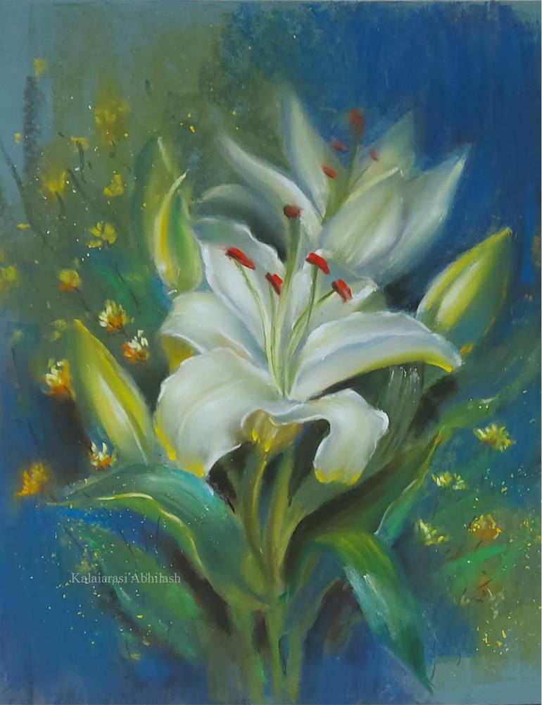 Flawless lilies Painting by Kalaiarasi Abhilash | Saatchi Art