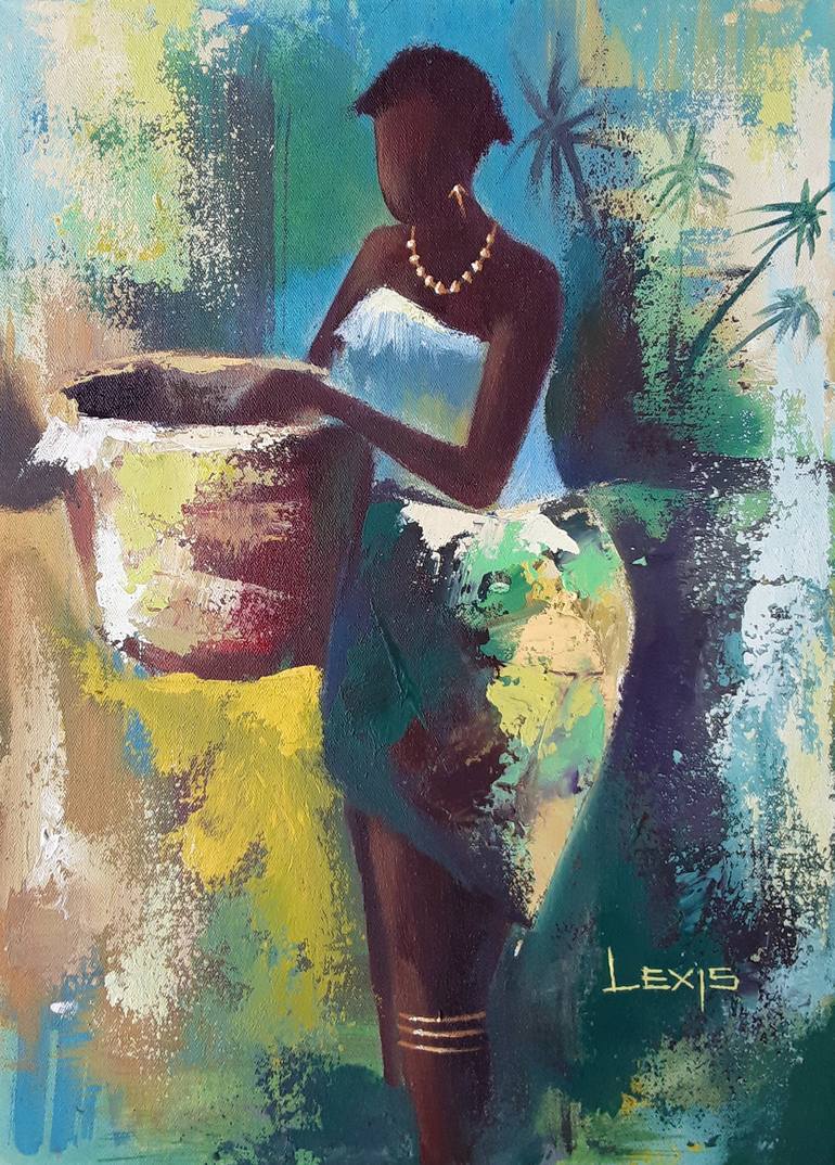 Modesty (African woman art) Painting by ALEX MENSAH | Saatchi Art