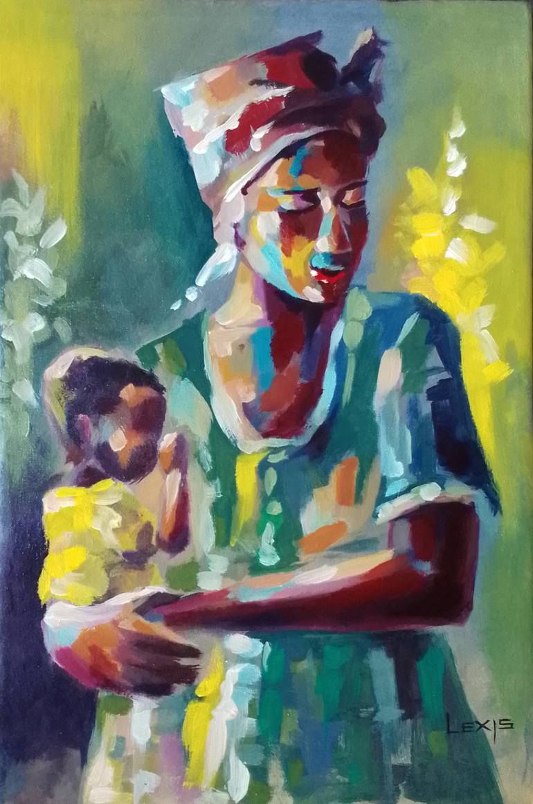 Emotional Bond, Family art, True love Painting by Alex Mensah | Saatchi Art