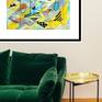 Sea life abstract painting line art home decor Mixed Media by Francisco ...