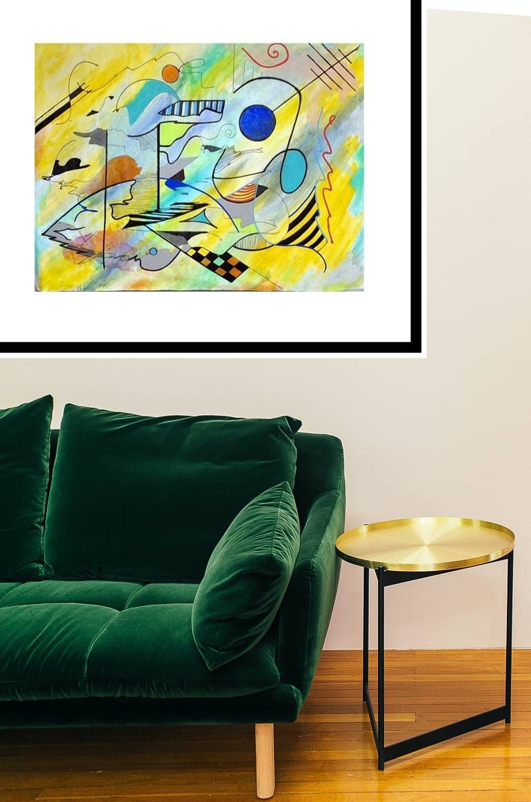 Sea life abstract painting line art home decor Mixed Media by Francisco ...