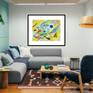 Sea life abstract painting line art home decor Mixed Media by Francisco ...