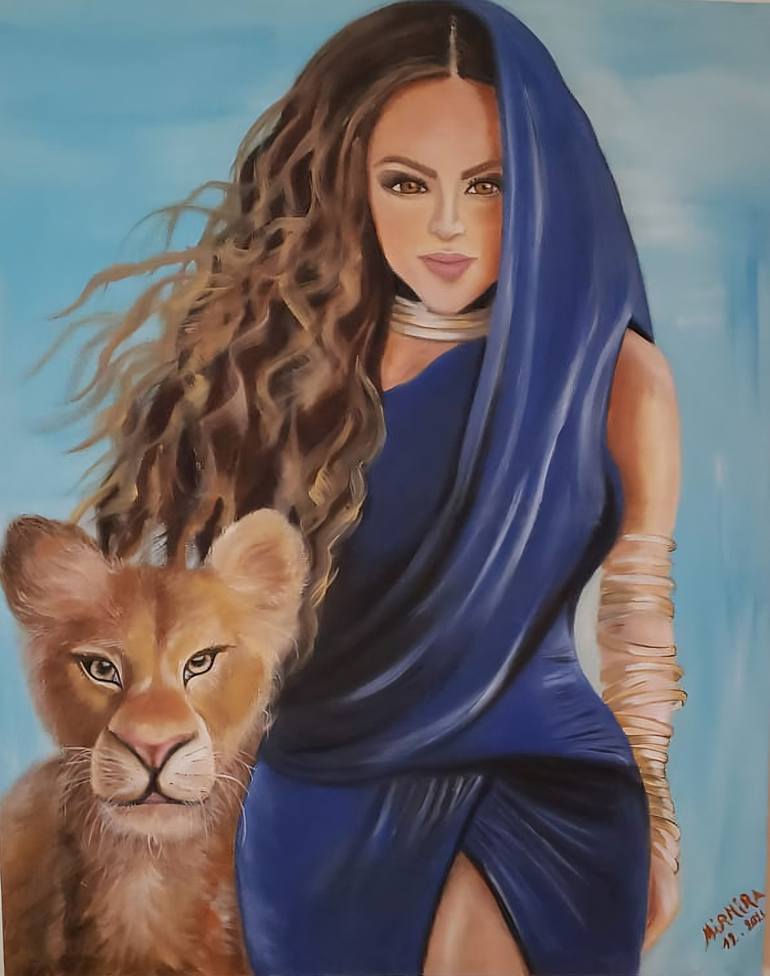 Lady in Blue Painting by Mireille Abboud | Saatchi Art